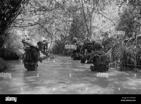 Vietnam War Us Marines Move Through Water In Quang Tri Province During