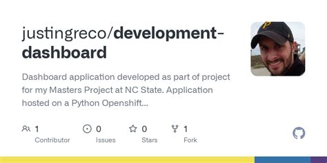 Github Justingreco Development Dashboard Dashboard Application Developed As Part Of Project