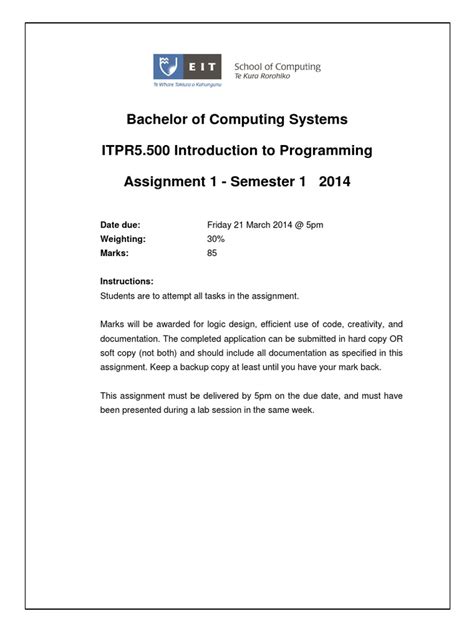Assignment 1 Download Free Pdf Computer Programming Areas Of