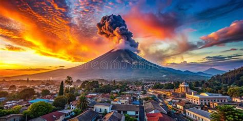 Guatemalas Antigua Skyline Witnessing A Powerful Fuego Volcano Eruption