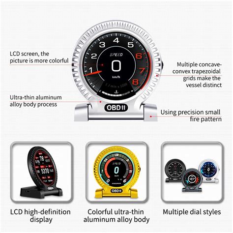 Car OBD LCD Instrument High Definition Speedometer Car Diagnostic Tool