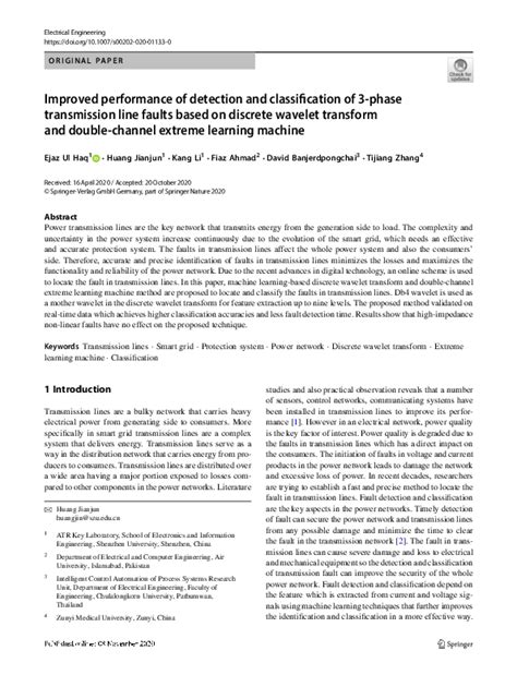 pdf improved performance of detection and classification of 3 phase