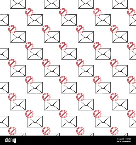 Envelope With Ban Sign Vector Email Prohibition Concept Linear Seamless Pattern Stock Vector