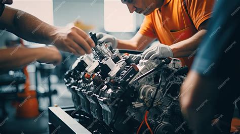 Premium Photo Technicians In A Car Assembly Plant Are Installing