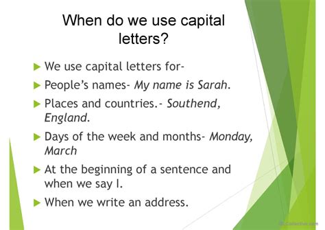 Using Capital Letters And Full Stops Powerpoint Free Printable Worksheet