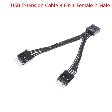 USB Motherboard Cable USB Header Extension Cable Pin Female To Male Y Splitter Cable Black