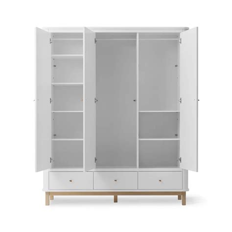 Oliver Furniture Wood 3 Door Wardrobe Whiteoak Triple Wardrobe