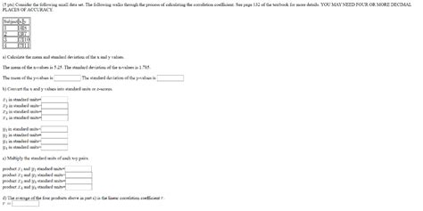 Solved 5 Pts Consider The Following Small Data Set The