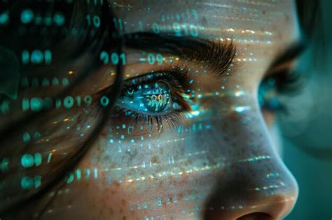 Premium Photo Abstract Portrait With Layers Of Binary Code Overlaid On Human Features