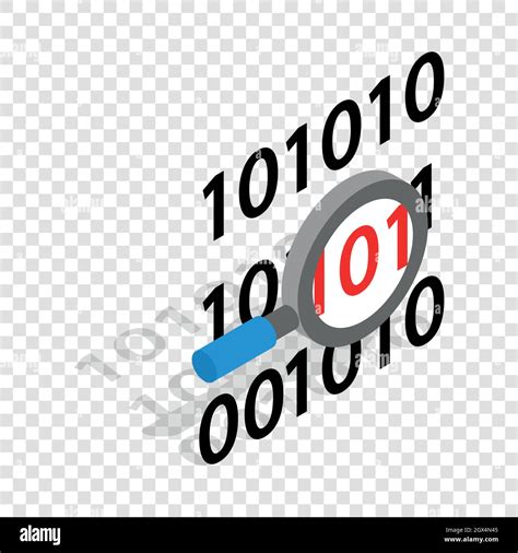 Binary Code And Magnifying Glass Isometric Icon Stock Vector Image