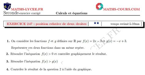 MATHS LYCEE FR exercice corrigé chapitre Inégalités et inéquations