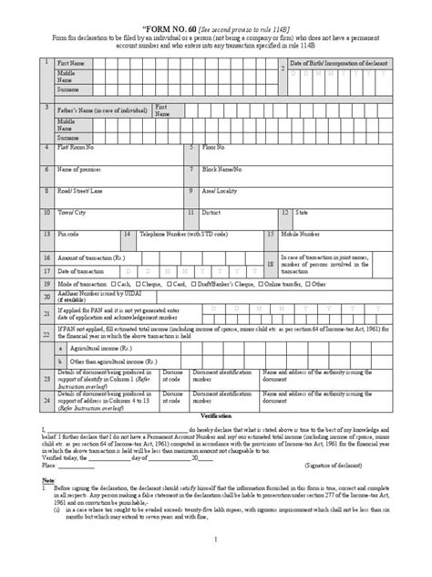 Form 60 Pdf Identity Document Income Tax