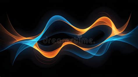 An Abstract Wave Wallpaper On Dark Horizontal Copy Space Background Stock Illustration