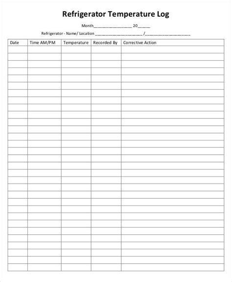 Best 13 40 Printable Temperature Log Sheets Word Excel Pdf Artofit