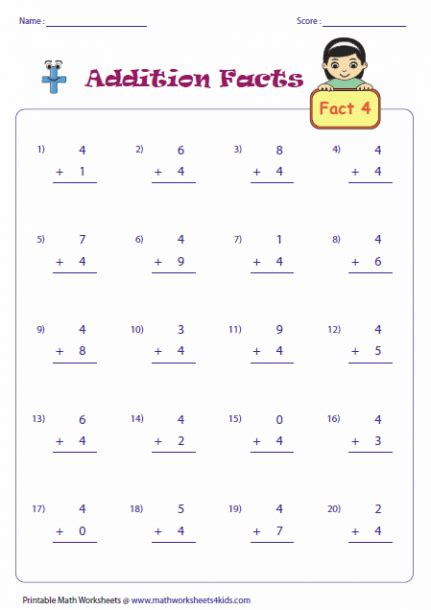 9 Addition Worksheet