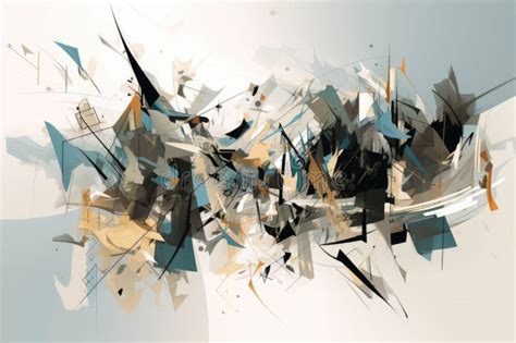 Abstract Illustration Of Deconstructed And Fragmented Shapes In Motion Illustrating Movement Or