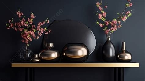 검은 벽 모형 콘솔과 장식을 갖춘 고급스러운 인테리어 디자인의 3d 렌더링 소파 배경 현대 소파 3d 가구 배경 일러스트 및 사진 무료 다운로드 Pngtree