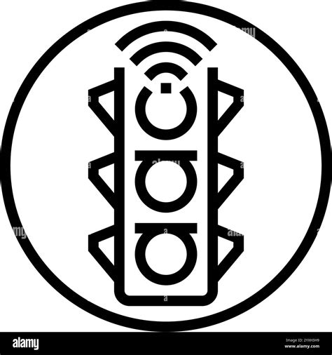 Smart Traffic Sign Autonomous Vehicle Line Icon Vector Illustration
