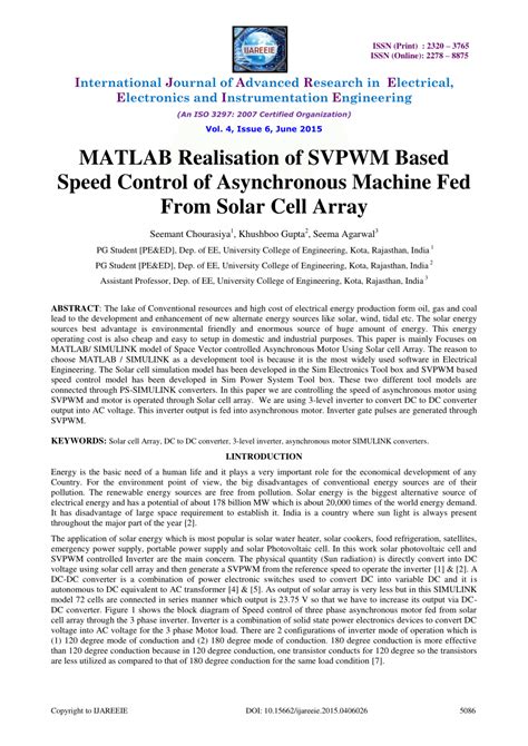 Pdf Matlab Realisation Of Svpwm Based Speed Control Of Asynchronous