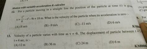 Motion With Variable Acceleration And Calculus 12 For A Particle Moving I