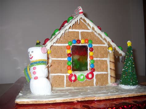 Marshmallow Snowman And Melted Lifesaver Windows For Gingerbread Graham Cracker House