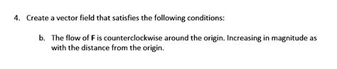 Solved Create A Vector Field That Satisfies The Following Chegg Com