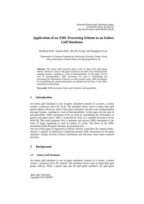 Pdf Application Of An Xml Processing Scheme To An Indoor Golf