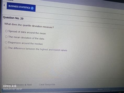 Question No 29 What Does The Quartile Deviation Measure Spread Of Data