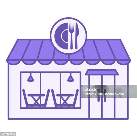 레스토랑 색상 아이콘입니다 벡터 아이콘입니다 음식 스낵 바가있는 건물 다양한 요리를 제공하는 케이터링 시설 거리에 대한 스톡 벡터 아트 및 기타 이미지 Istock