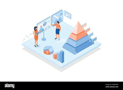 Conceptual Template With Pyramid Diagram And Woman Monitoring