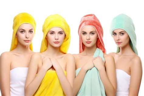 Premium Ai Image Isolated Girls In Towels On White Background