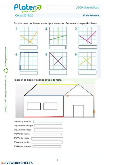 Pri 2 4 Mat Ud09 Las Rectas Worksheets School Time School Subjects