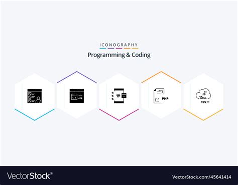 Programming and coding 25 glyph icon pack Vector Image