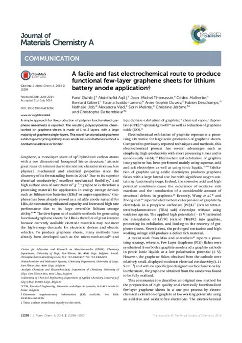 Pdf A Facile And Fast Electrochemical Route To Produce Functional Few