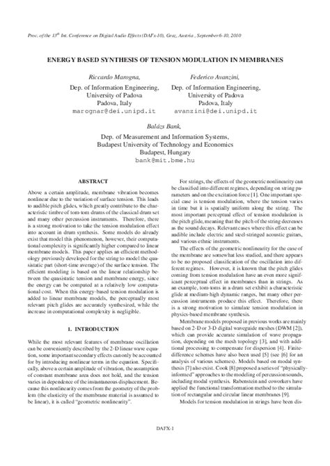 Pdf Energy Based Synthesis Of Tension Modulation In Membranes