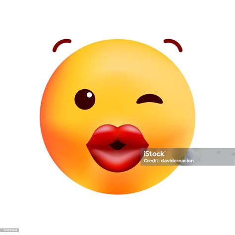 키스 하 고 흰색 바탕에 윙크 하는 눈 이모티콘 귀 엽 다 격리 된 벡터 일러스트 레이 션 감정에 대한 스톡 벡터 아트 및 기타 이미지 Istock
