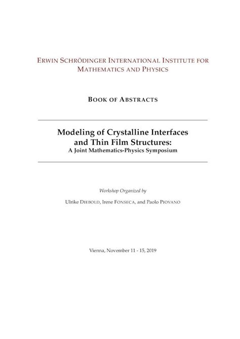 Pdf Modeling Of Crystalline Interfaces And Thin Film Structures Calc Var Partial Di