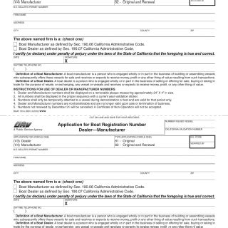 Ca Dmv Form Boat 101a Application For Boat Registration Number Dealer