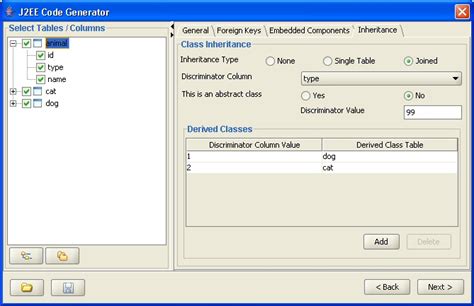 DB Solo Help J EE Code Generator
