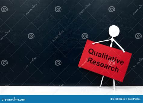 Qualitative Research Concept Human Stick Figure Holding Red Placard
