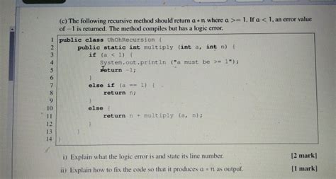 Solved C ﻿the Following Recursive Method Should Return