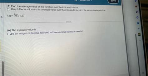 Solved A Find The Average Value Of The Function Over The Chegg