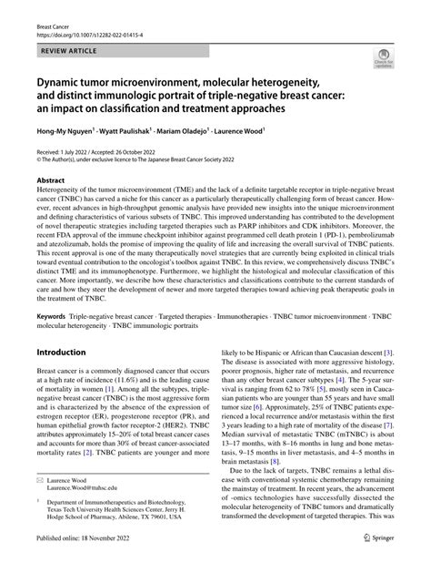 Pdf Dynamic Tumor Microenvironment Molecular Heterogeneity And Distinct Immunologic Portrait