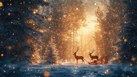Christmas Reindeers Wallpaper 4k Sleigh Holiday Spirit