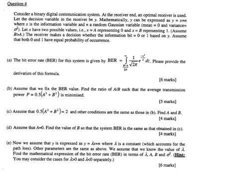 Question Consider A Binary Digital Communication Chegg
