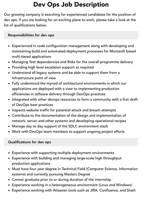 Dev Ops Job Description Velvet Jobs