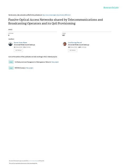 Passive Optical Access Networks Shared By Telecomm Pdf Computer Network Quality Of Service