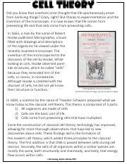 Introduction To Cells Reading Packet Pdf Cell Theory Did You Know That Scientists Once Thought