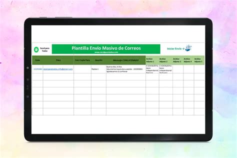 Envío De Email Masivos Plantilla De Excel