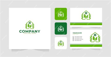Premium Vector Green Home Logo Design Inspiration And Business Card
